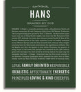 Hans Personalized Name Meaning Art Prints – Name Stories