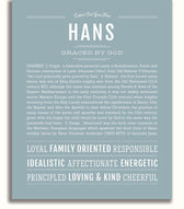 Hans Personalized Name Meaning Art Prints – Name Stories