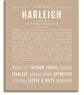Harleigh Personalized Name Meaning Art Prints – Name Stories