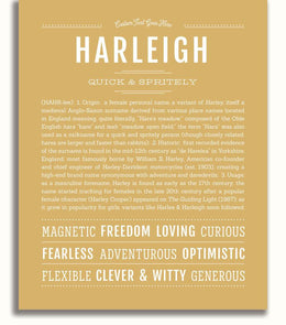 Harleigh Personalized Name Meaning Art Prints – Name Stories