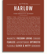 Harlow Personalized Name Meaning Art Prints – Name Stories