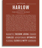 Harlow Personalized Name Meaning Art Prints – Name Stories