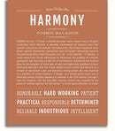 Harmony Personalized Name Meaning Art Prints – Name Stories