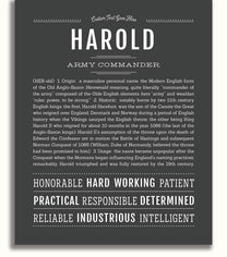 Harold Personalized Name Meaning Art Prints – Name Stories