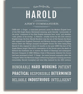 Harold Personalized Name Meaning Art Prints – Name Stories
