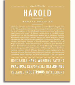 Harold Personalized Name Meaning Art Prints – Name Stories