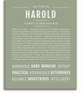 Harold Personalized Name Meaning Art Prints – Name Stories