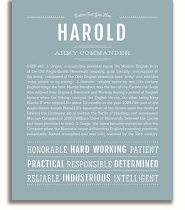 Harold Personalized Name Meaning Art Prints – Name Stories