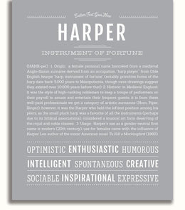 Harper Personalized Name Meaning Art Prints – Name Stories