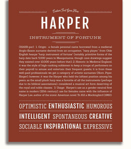 Harper Personalized Name Meaning Art Prints – Name Stories