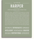 Harper Personalized Name Meaning Art Prints – Name Stories