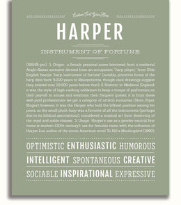 Harper Personalized Name Meaning Art Prints – Name Stories