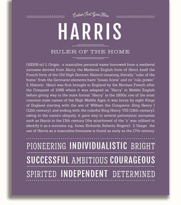 Harris Personalized Name Meaning Art Prints – Name Stories