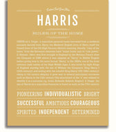 Harris Personalized Name Meaning Art Prints – Name Stories