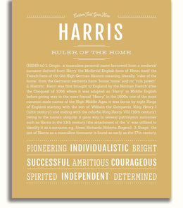 Harris Personalized Name Meaning Art Prints – Name Stories