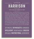 Harrison Personalized Name Meaning Art Prints – Name Stories