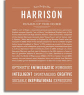 Harrison Personalized Name Meaning Art Prints – Name Stories