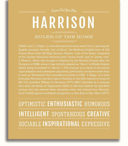 Harrison Personalized Name Meaning Art Prints – Name Stories