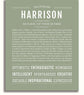 Harrison Personalized Name Meaning Art Prints – Name Stories