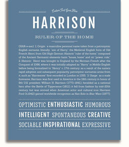 Harrison | Name Art Print – Name Stories