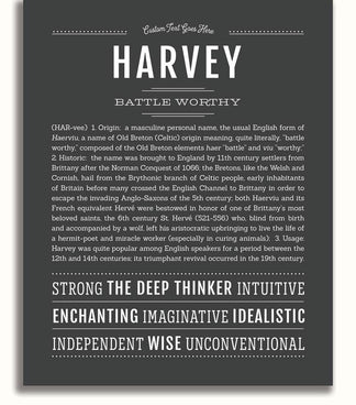 Harvey | Name Art Print – Name Stories