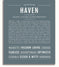 Haven Personalized Name Meaning Art Prints – Name Stories