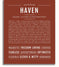 Haven Personalized Name Meaning Art Prints – Name Stories