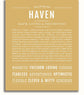 Haven Personalized Name Meaning Art Prints – Name Stories