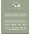 Haven (female) | Name Art Print – Name Stories