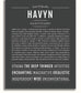 Havyn Personalized Name Meaning Art Prints – Name Stories