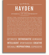 Hayden Personalized Name Meaning Art Prints – Name Stories