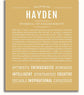 Hayden Personalized Name Meaning Art Prints – Name Stories