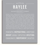 Haylee Personalized Name Meaning Art Prints – Name Stories