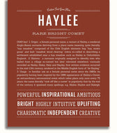 Haylee Personalized Name Meaning Art Prints – Name Stories