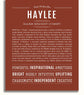Haylee Personalized Name Meaning Art Prints – Name Stories