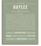 Haylee Personalized Name Meaning Art Prints – Name Stories