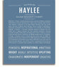 Haylee Personalized Name Meaning Art Prints – Name Stories