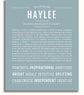 Haylee Personalized Name Meaning Art Prints – Name Stories