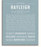Hayleigh Personalized Name Meaning Art Prints – Name Stories