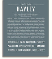 Hayley Personalized Name Meaning Art Prints – Name Stories