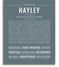 Hayley Personalized Name Meaning Art Prints – Name Stories