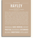 Hayley Personalized Name Meaning Art Prints – Name Stories