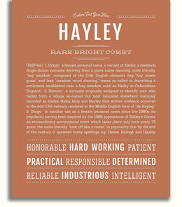 Hayley | Name Art Print – Name Stories