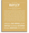 Hayley Personalized Name Meaning Art Prints – Name Stories