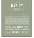 Hayley Personalized Name Meaning Art Prints – Name Stories