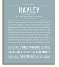 Hayley Personalized Name Meaning Art Prints – Name Stories