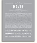 Hazel Personalized Name Meaning Art Prints – Name Stories