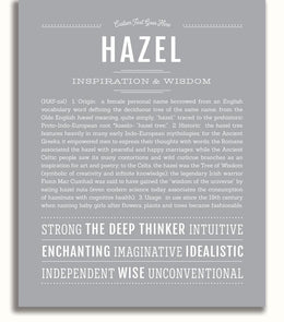 Hazel Personalized Name Meaning Art Prints – Name Stories