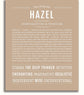 Hazel Personalized Name Meaning Art Prints – Name Stories