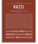Hazel Personalized Name Meaning Art Prints – Name Stories